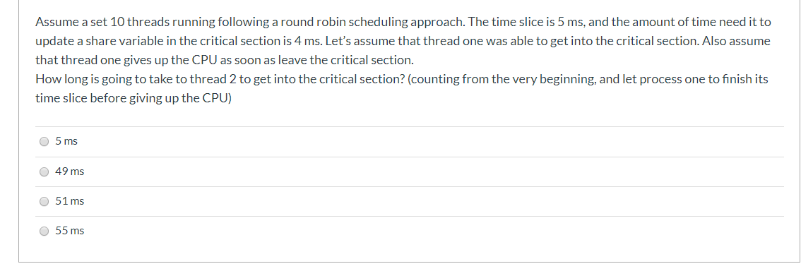 Solved Assume a set 10 threads running following a round | Chegg.com