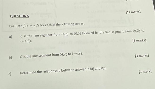 Solved QUESTION 5 Evaluate ∫Cx+yds for each of the following | Chegg.com