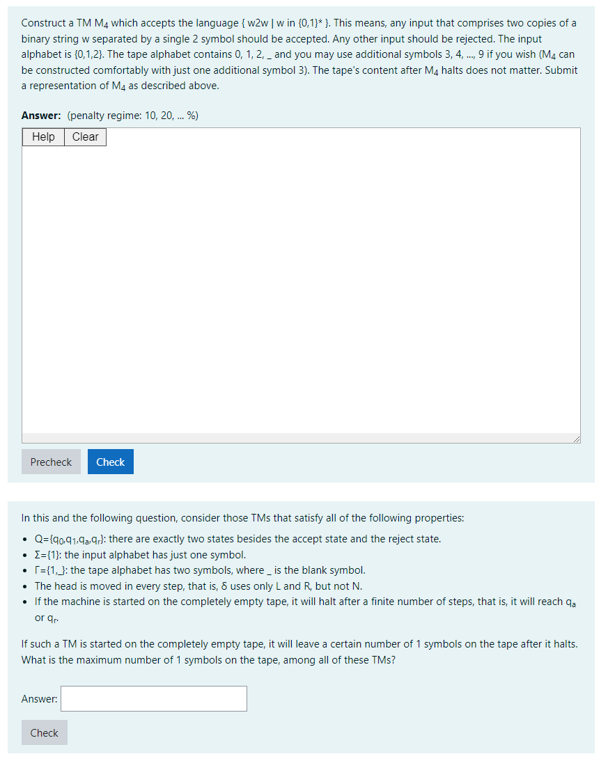 Solved Construct a TM M4 which accepts the language { w2w | | Chegg.com