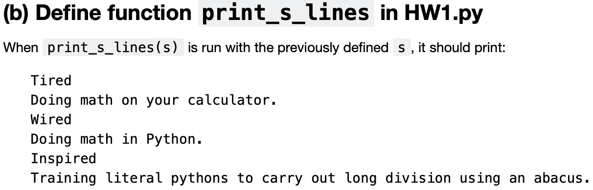 Solved (a) Define variable s in the cell below Take a look | Chegg.com