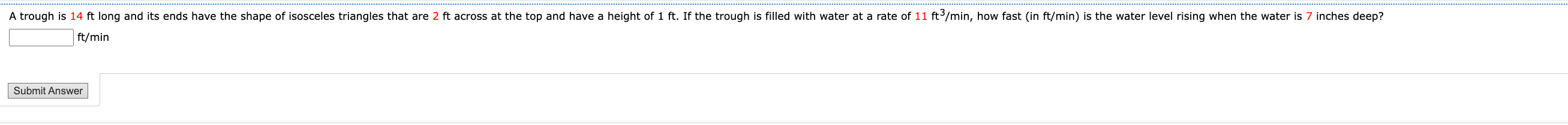 Solved A trough is 14 ft long and its ends have the shape of | Chegg.com