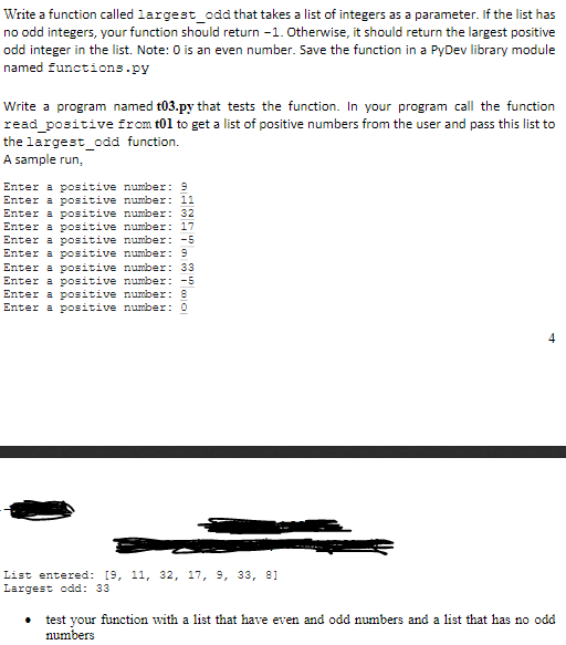 Solved Write a function called largest odd that takes a list | Chegg.com