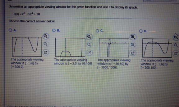 Solved Determine an appropriate viewing window for the given | Chegg.com