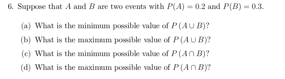 Solved 6. Suppose that A and B are two events with P(A) = | Chegg.com
