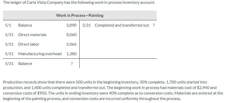 Solved The ledger of Carla Vista Company has the following | Chegg.com