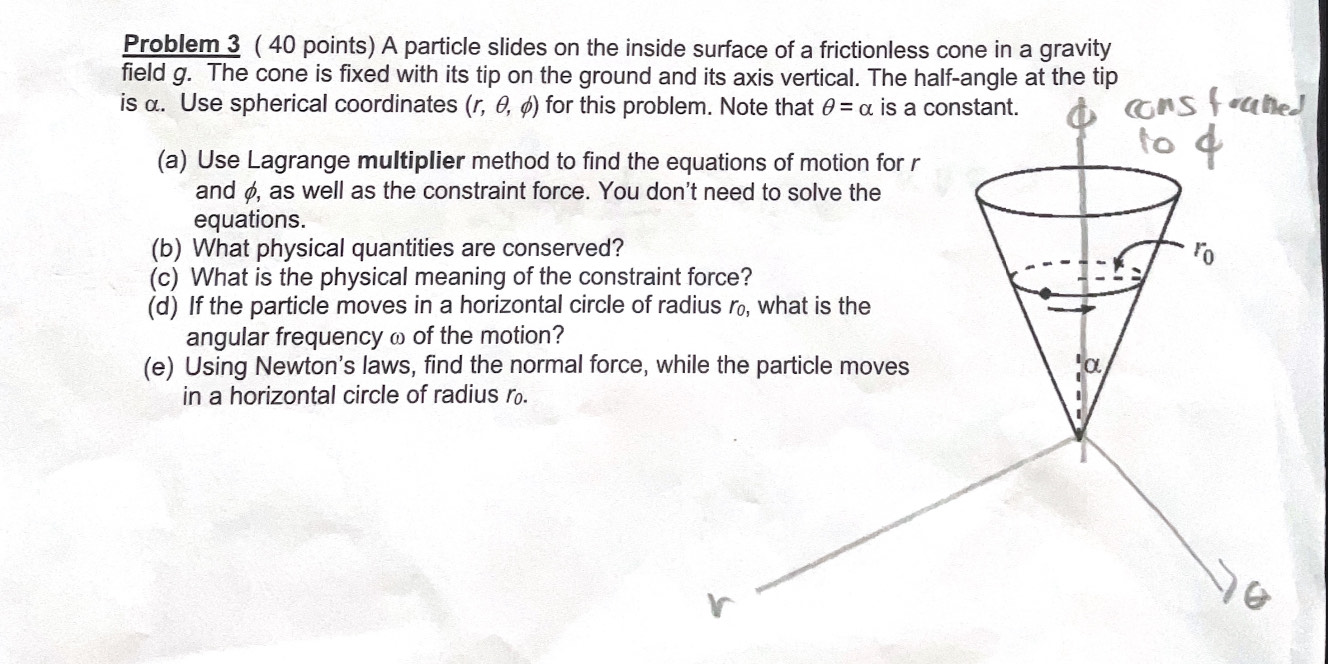 Solved Problem 3 ( 40 ﻿points) ﻿A particle slides on the | Chegg.com