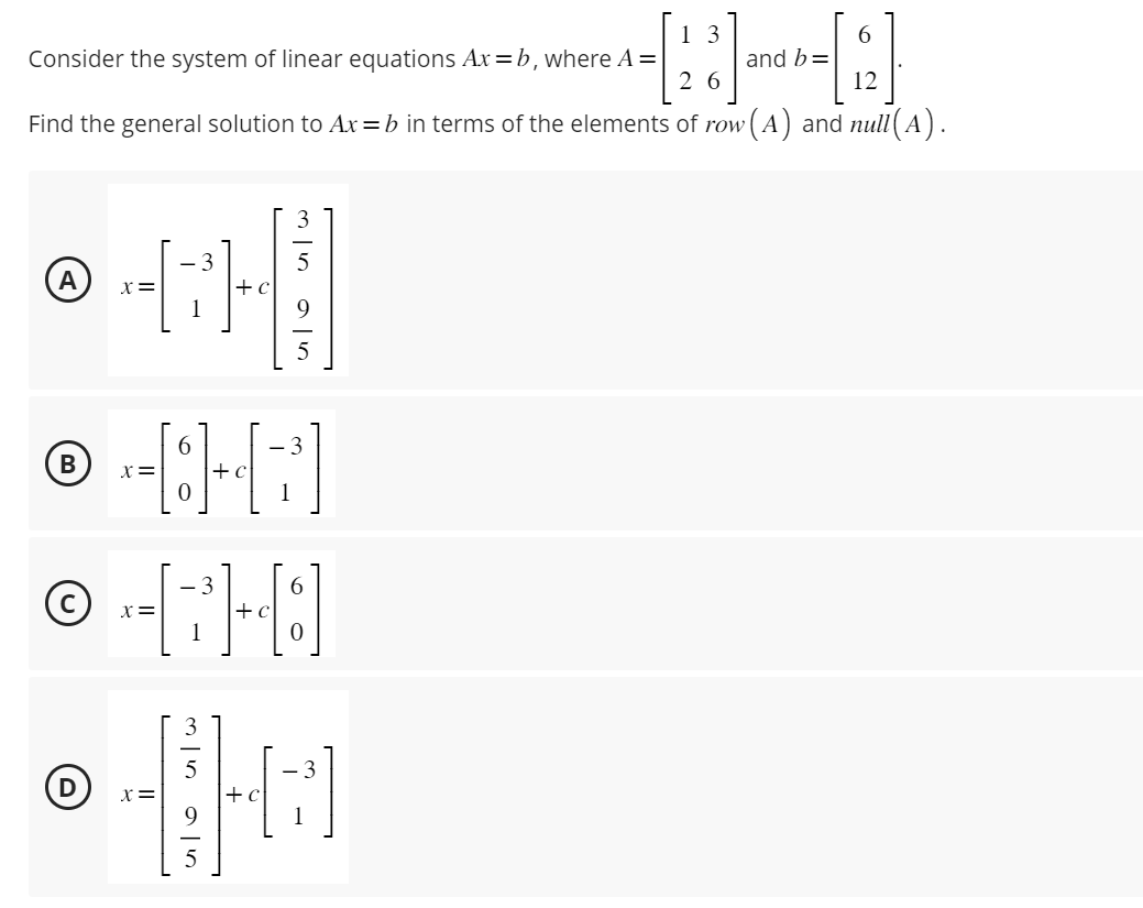 Consider the system of linear equations Ax=b, where | Chegg.com
