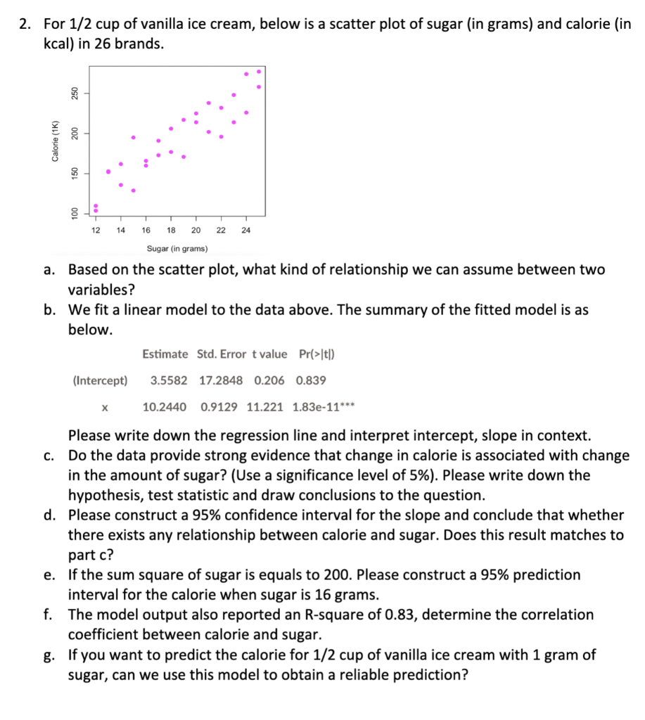 Solved 2. For 1/2 cup of vanilla ice cream, below is a | Chegg.com