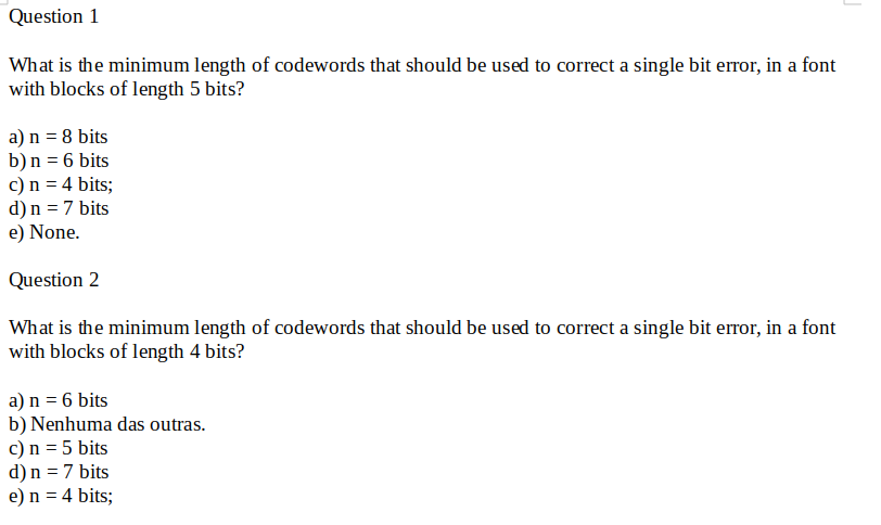 Solved Question 1 What is the minimum length of codewords | Chegg.com