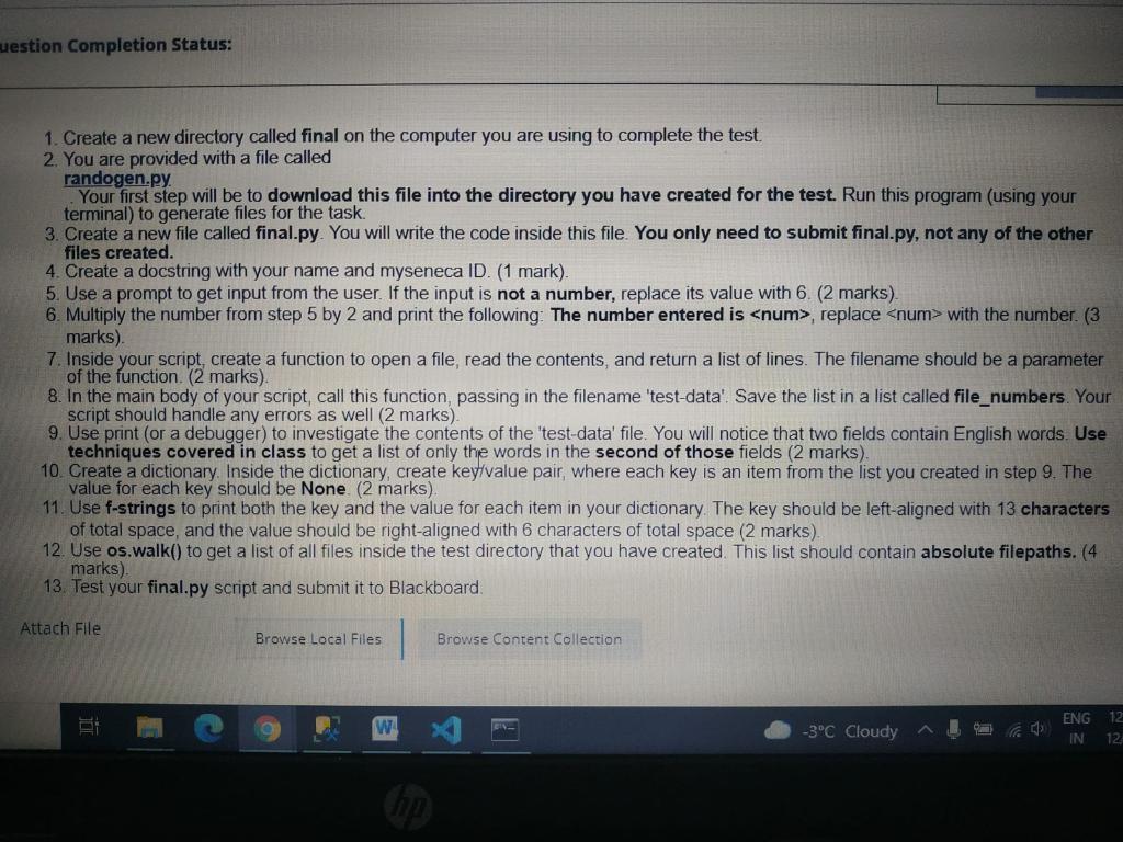uestion Completion Status: 1. Create a new directory | Chegg.com