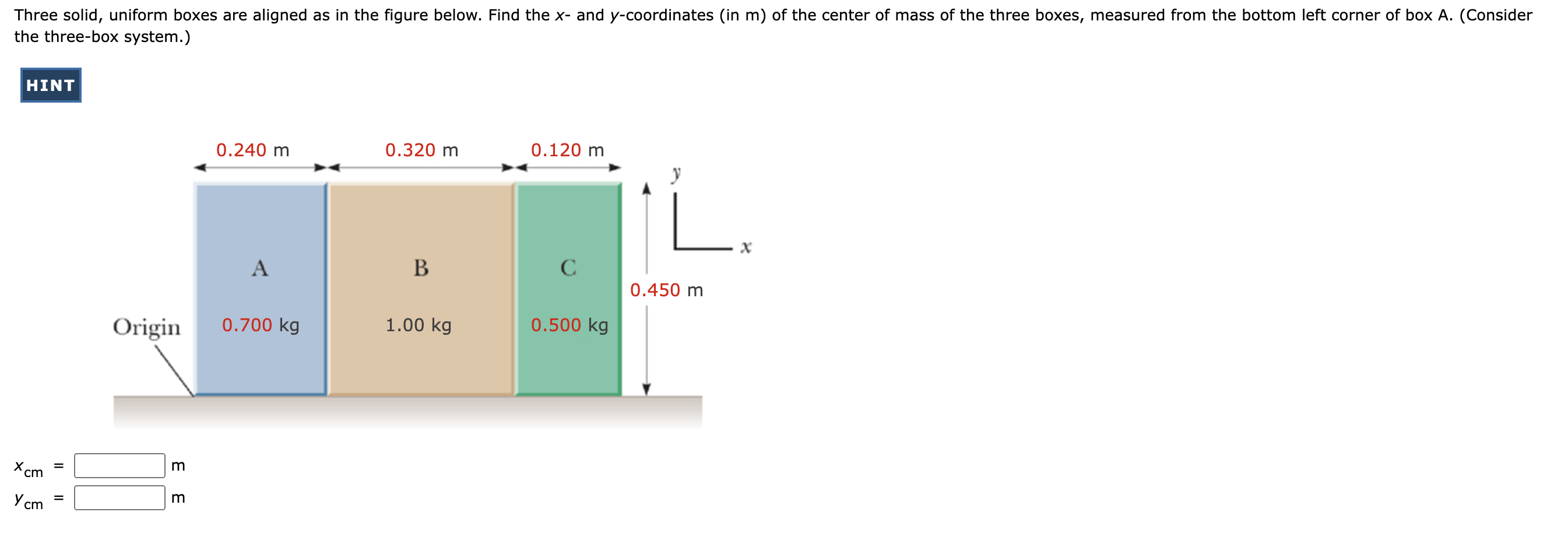 Solved Three solid, uniform boxes are aligned as in the | Chegg.com