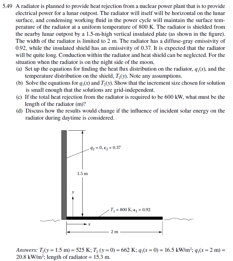 Solved 49 A radiator is planned to provide heat rejection | Chegg.com
