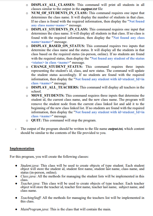 Solved Course is JAVA. i have given you 2 input files, | Chegg.com