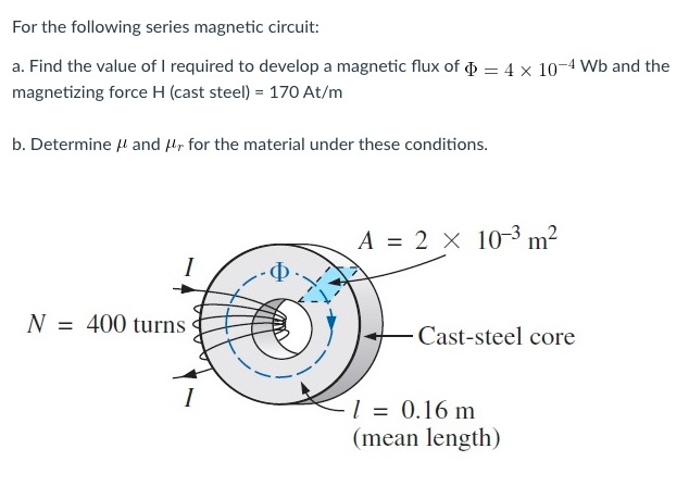 Solved For the following series magnetic circuit: a. Find | Chegg.com