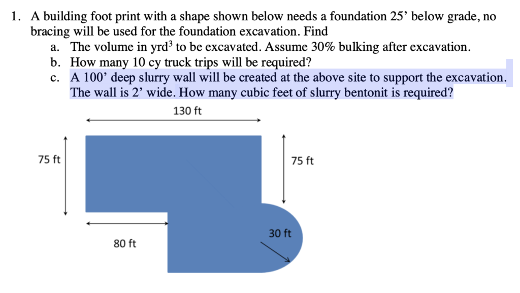 Solved 1. A building foot print with a shape shown below | Chegg.com