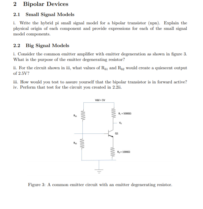 Solved 2 Bipolar Devices 2.1 Small Signal Models i. Write | Chegg.com