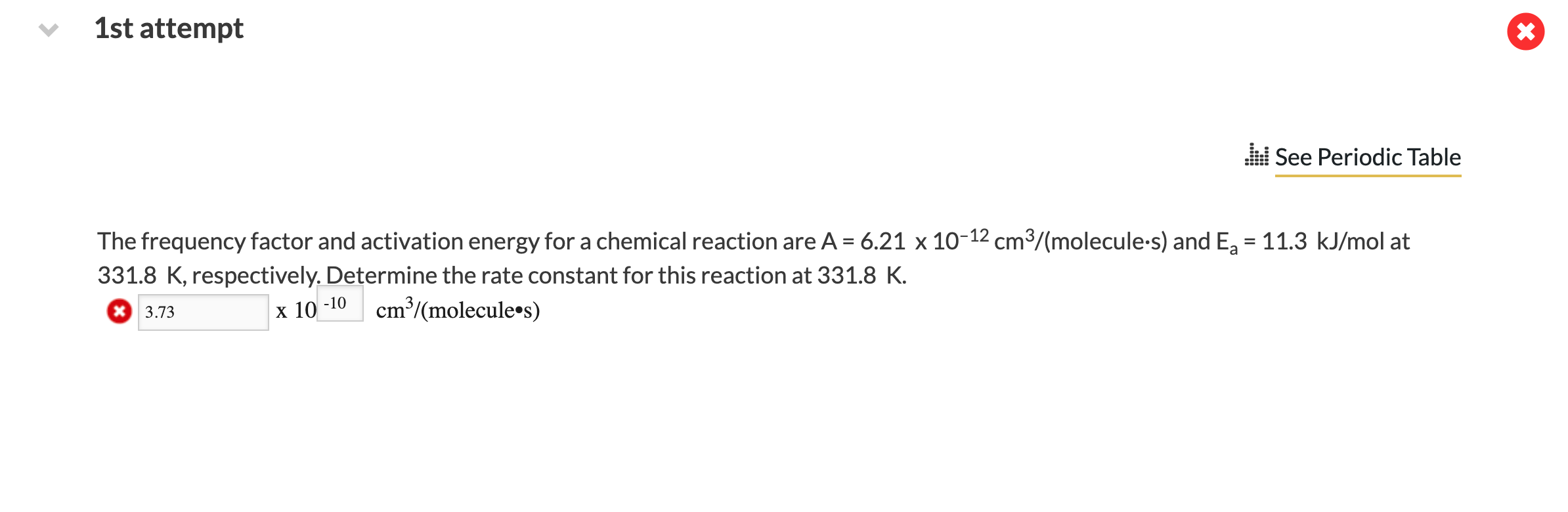 Solved > 1st attempt X See Periodic Table = а The frequency | Chegg.com