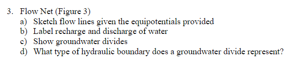 Solved 3. Flow Net (Figure 3) a) Sketch flow lines given the | Chegg.com