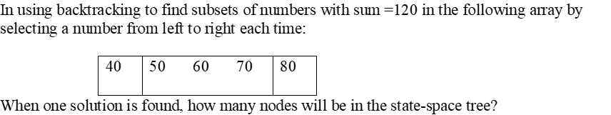 Solved In using backtracking to find subsets of numbers with | Chegg.com
