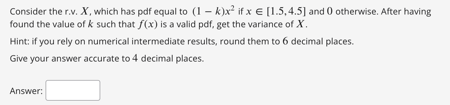 Solved Consider the r.v. 𝑋 X , which has pdf equal to | Chegg.com