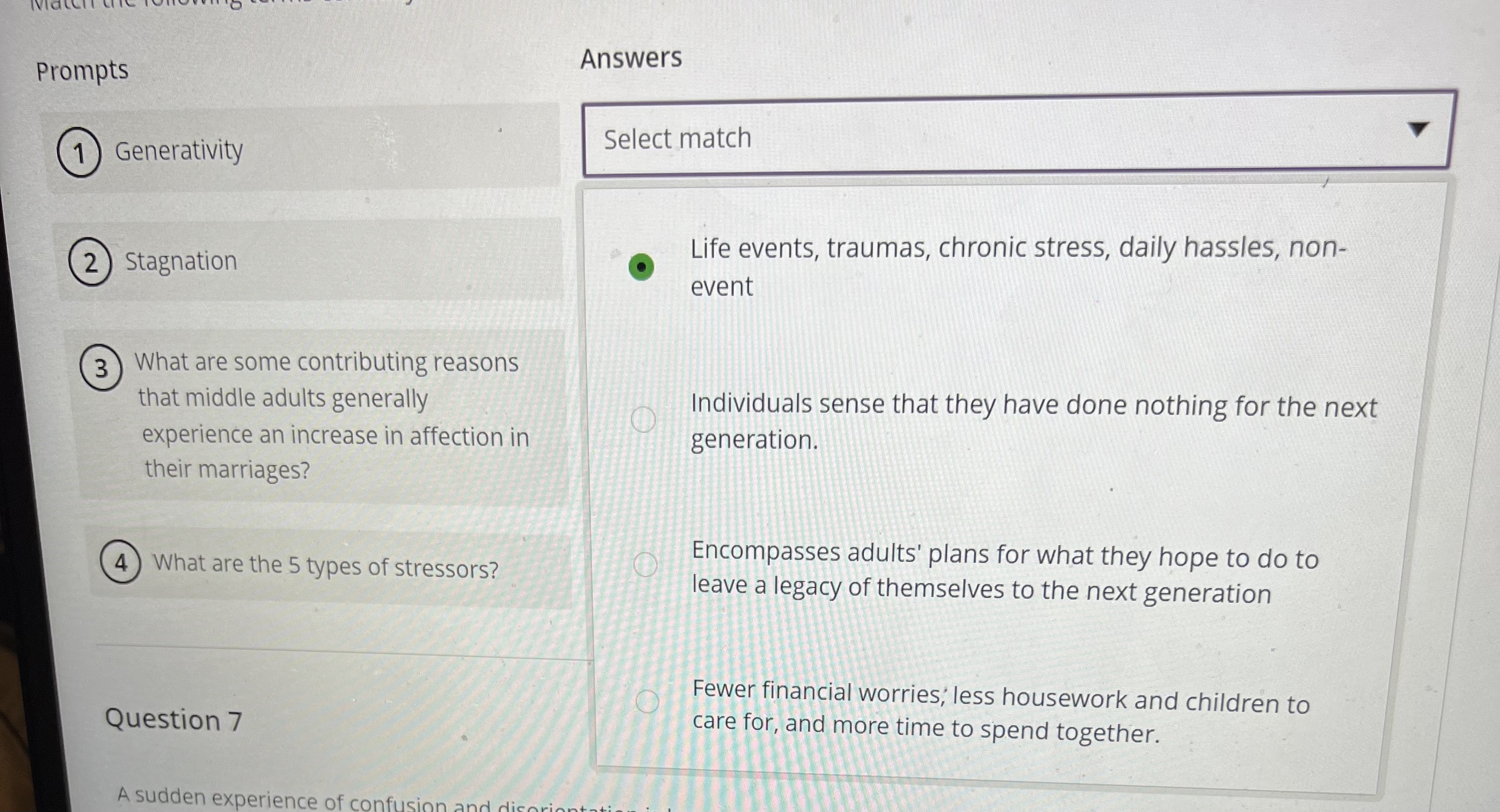 Solved Please Match Right To Left Psychology Lifespab Chegg