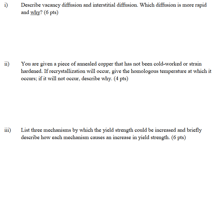 Solved Describe vacancy diffusion and interstitial | Chegg.com