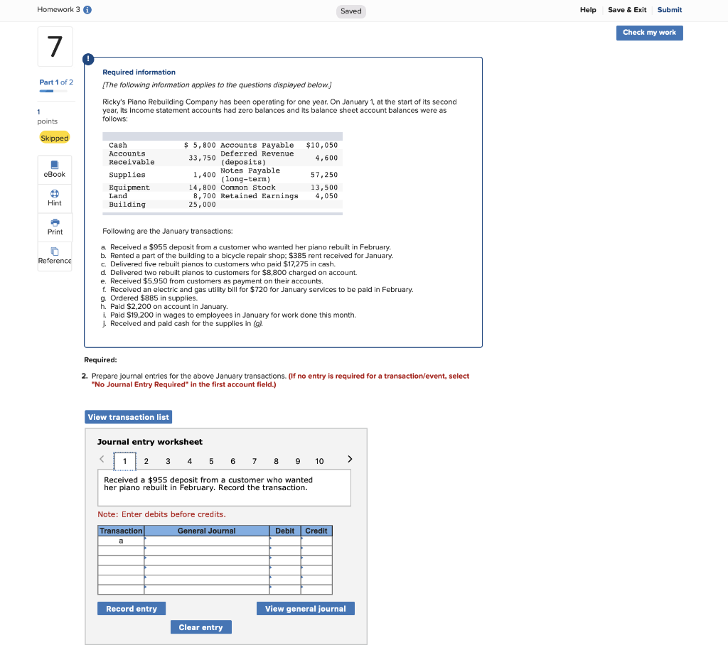 Solved Homework 3 Saved Help Save & Exit Submit Check my | Chegg.com
