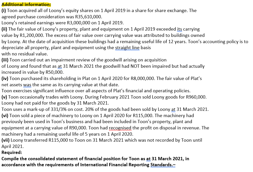 Question Seven The draft statements of financial | Chegg.com