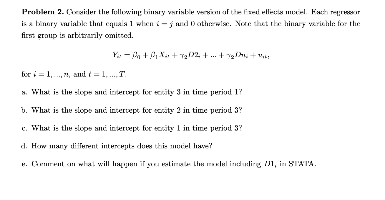 Problem 2. Consider the following binary variable | Chegg.com