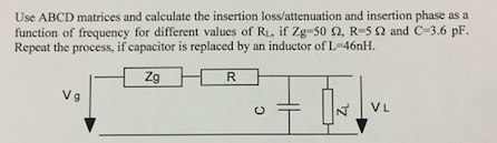 Solved Use ABCD matrices and calculate the insertion | Chegg.com