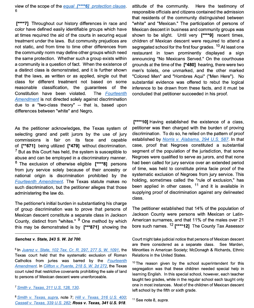 Hernandez v. Texas -who was the case about -what | Chegg.com