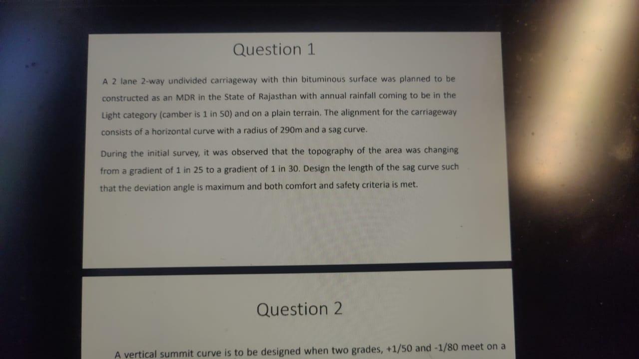 Solved A 2 lane 2-way undivided carriageway with thin | Chegg.com