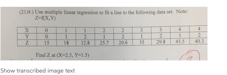 (21)4.) Use multiple linear regression to fit a line | Chegg.com