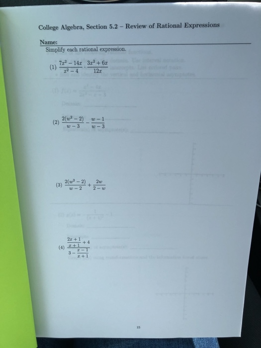 Solved College Algebra, Section 5.2 - Review of Rational | Chegg.com