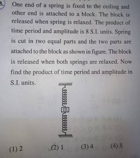 Solved One end of a spring is fixed to the ceiling and other | Chegg.com