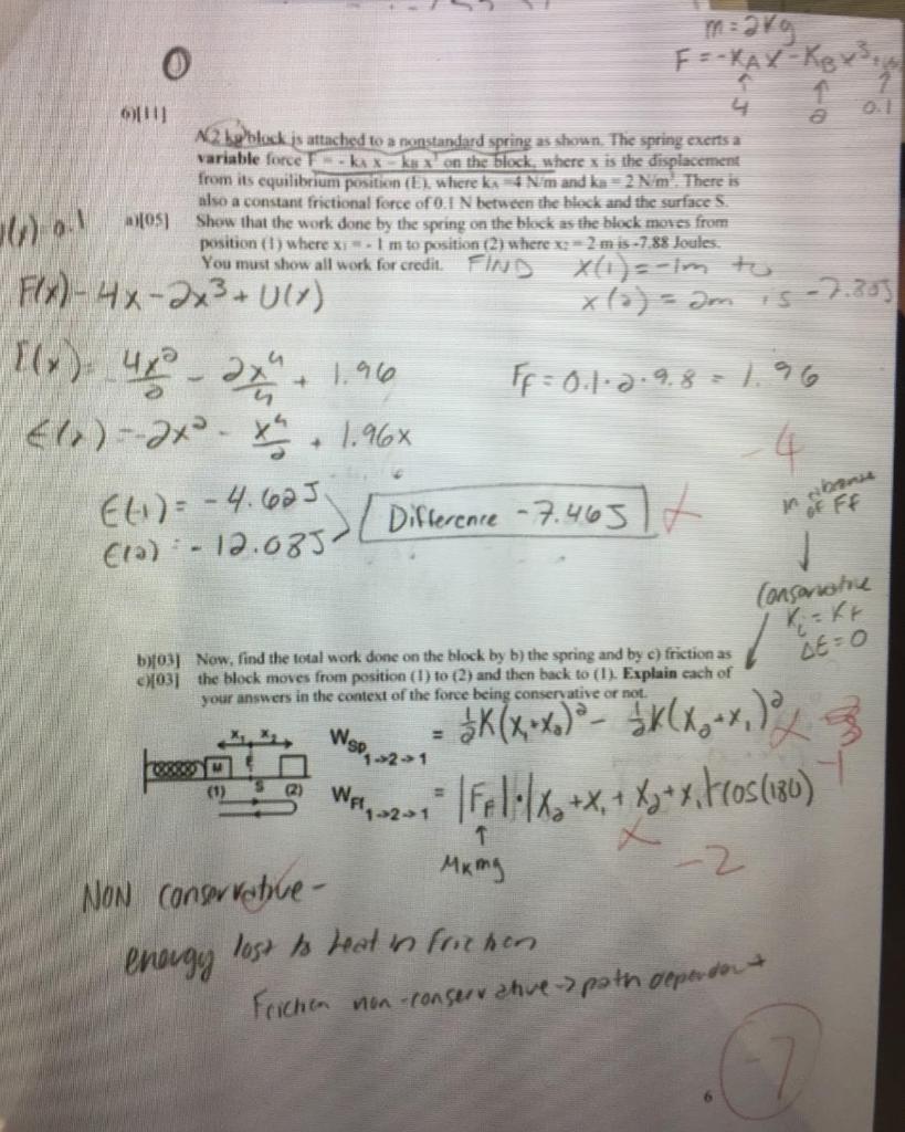 Solved N(2heblock is attached to a nonstandard spring as | Chegg.com