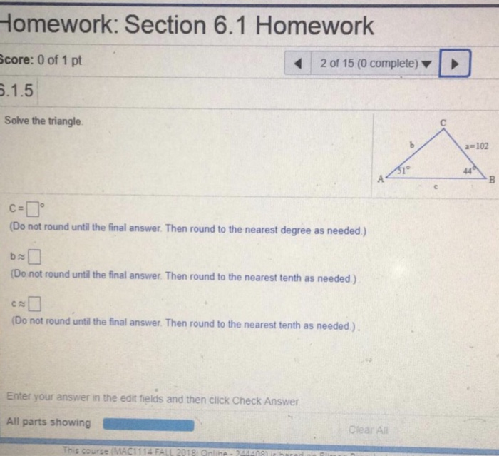 Solved Homework Section 6 1 Homework Core 0 Of 1 Pt 2 Of