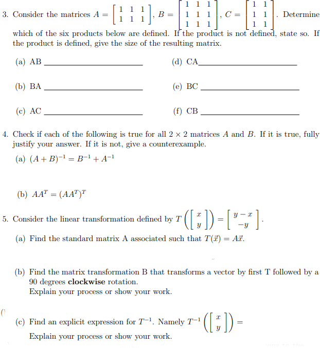 Solved [111] B = 1.C- = 3. Consider the matrices A = 1 1 1 1 | Chegg.com