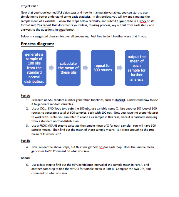 Project Part 1 Now that you have learned SAS data | Chegg.com