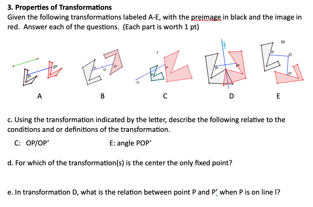 3. Properties of Transformations Given the following | Chegg.com