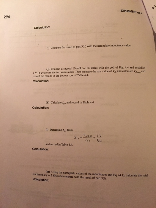 Solved Comparison Part 3 Inductive Reactance Internal A 7271