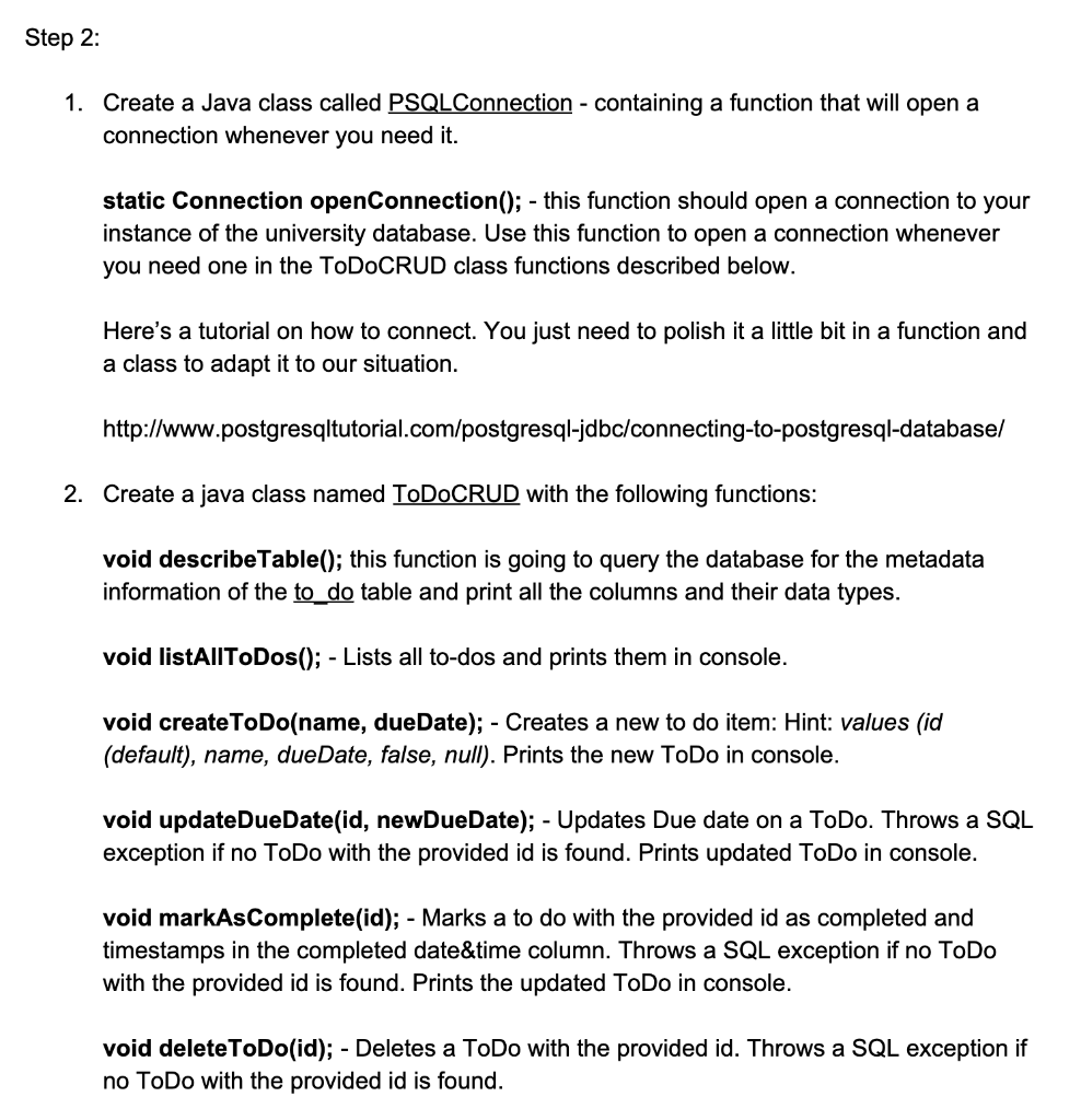 Step 1: Create a table in your database instance on | Chegg.com