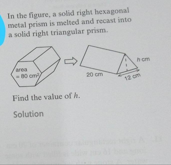 Solved In the figure, a solid right hexagonal metal prism is | Chegg.com