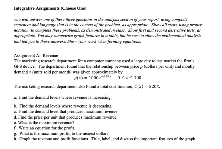 Solved Integrative Assignments (Choose One) You will answer | Chegg.com