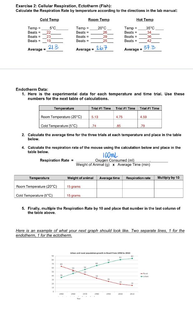 Solved Exercise 2: Cellular Respiration, Ectotherm (Fish): | Chegg.com