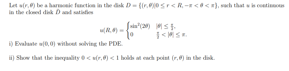 Solved Let u(r,θ) be a harmonic function in the disk | Chegg.com