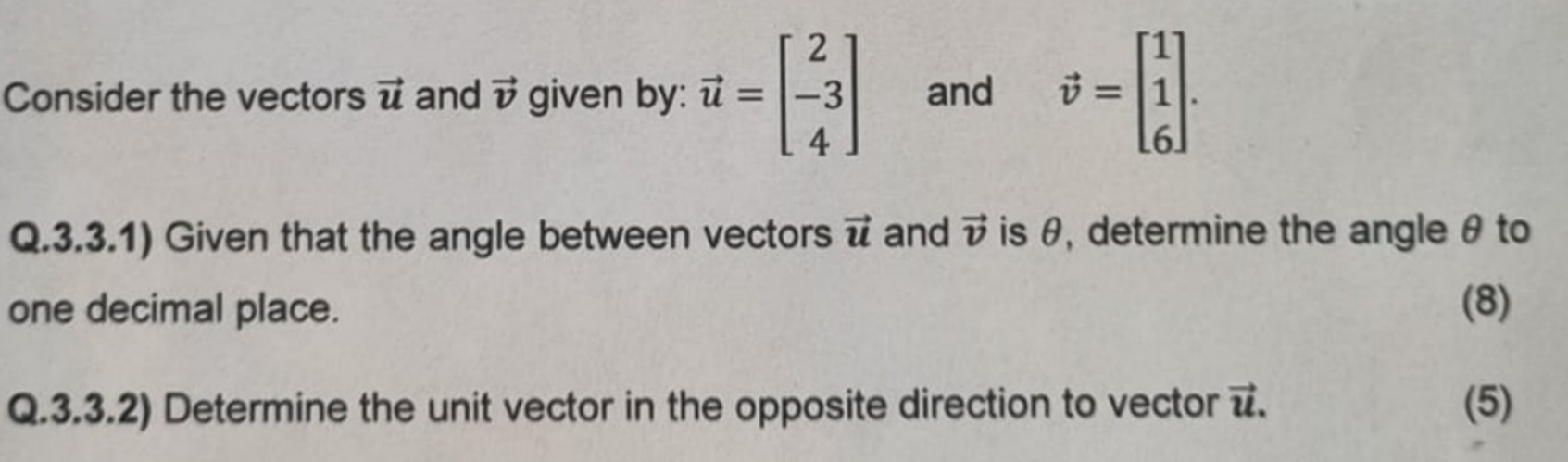Solved Consider the vectors u and v given by u = [2 -3 4] | Chegg.com