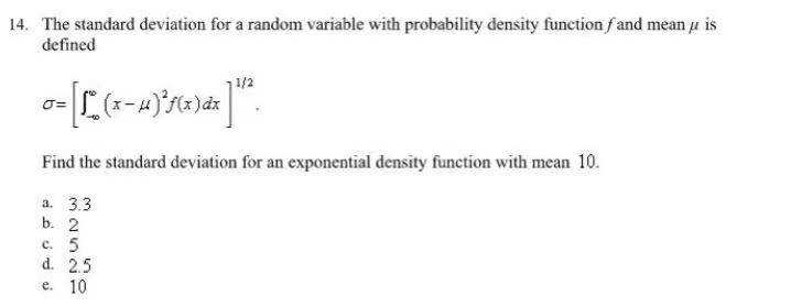 Solved 4. The standard deviation for a random variable with | Chegg.com
