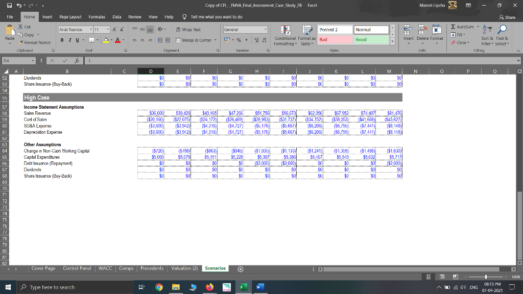 Download Case Study B, complete the financial model | Chegg.com