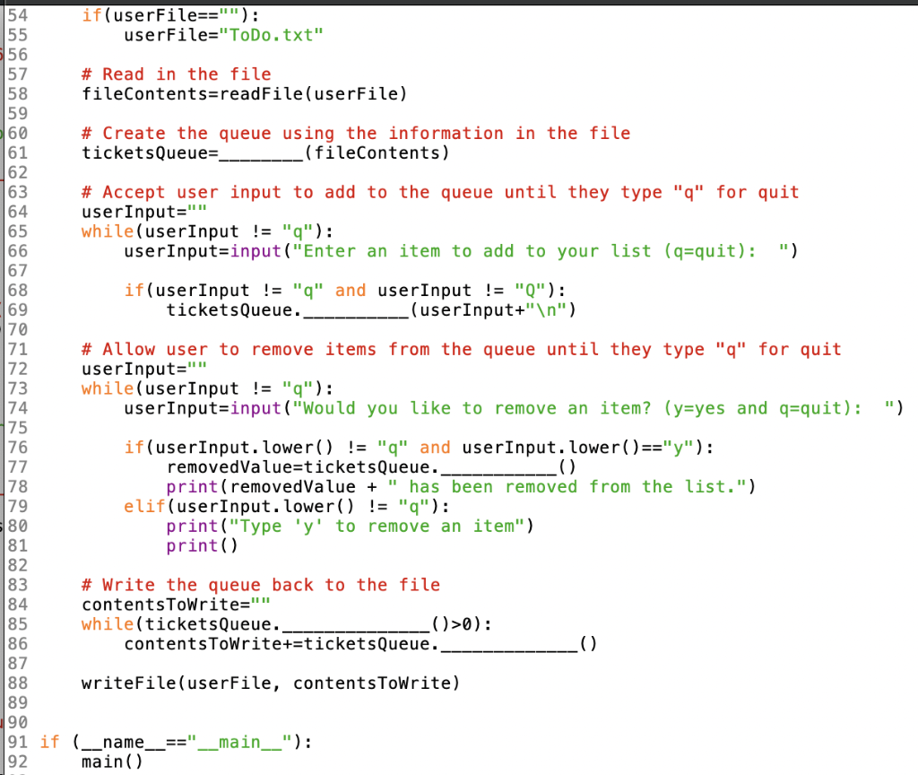 Python Data Structures Queue I'm new to data | Chegg.com